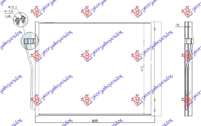 HLADNJAK KLIME BENZIN (625x472x16) BEHR BMW SERIES 7 (F01/02) (2012-2015) (OEM: 9149390, 9255984, 9389418)