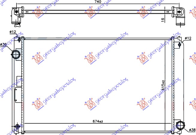 HLADNJAK 2.0 16v BENZIN MANUAL-AUTOMATIK (675x415x16) LEXUS NX (2014-2017) (OEM: 1640036080)