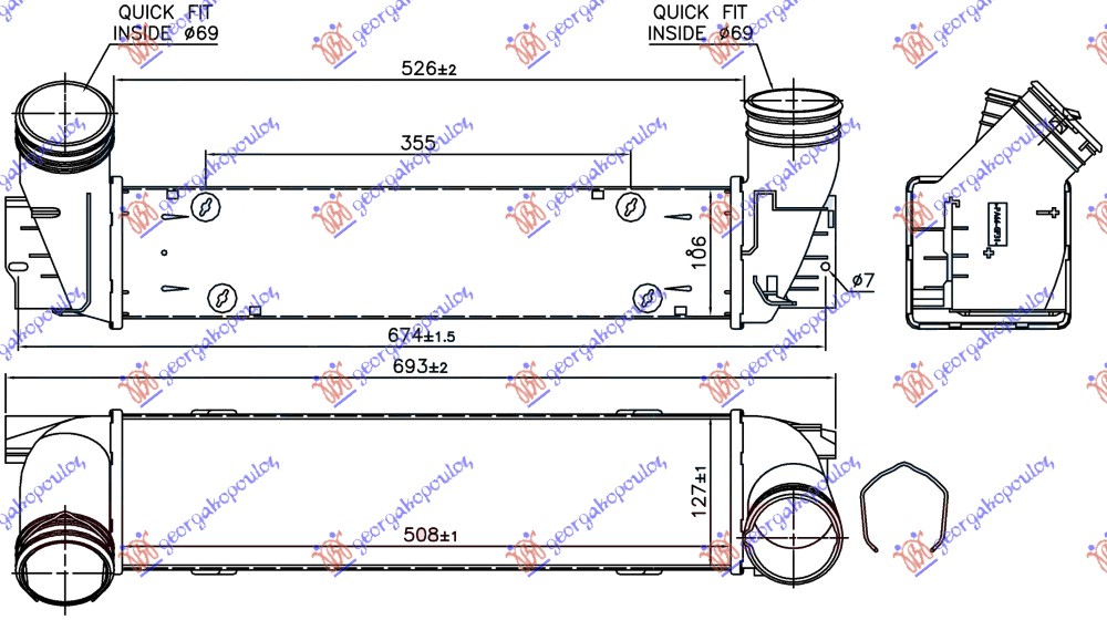 HLADNJAK INTERCOOLERA 1.6/2.0 (16i/20i-x/28i) PTRL BMW X1 (E84) (2009-2013) (OEM: 7624146, 17517624146)