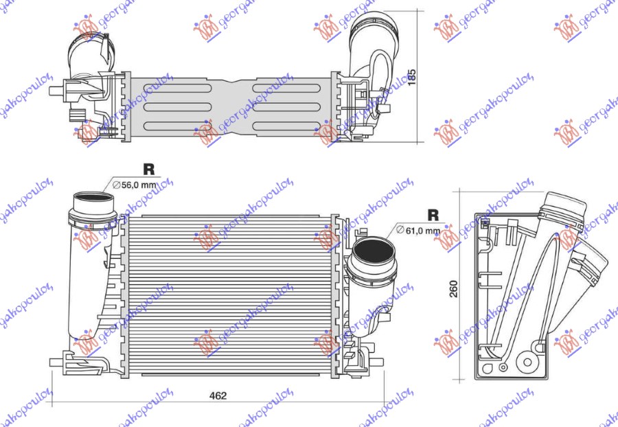 HL. INTERKULERA 1.6 DCI DIESEL (282×217) RENAULT TALISMAN SEDAN/GRANDTOUR (2015-) (OEM: 144969690R)