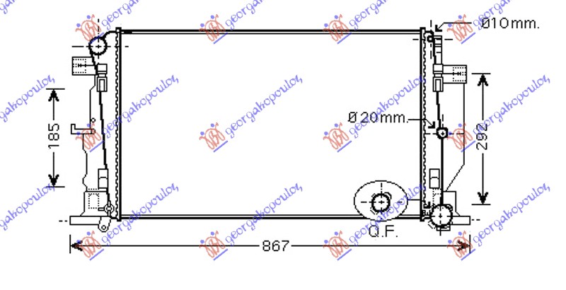 HLADNJAK MOTORA 2.2 CDi+AC (B) (67.7×41.5×34)MAN MERCEDES SPRINTER 209-524 (W906) (2006-2013) (OEM: 9065000102, 9065000202)