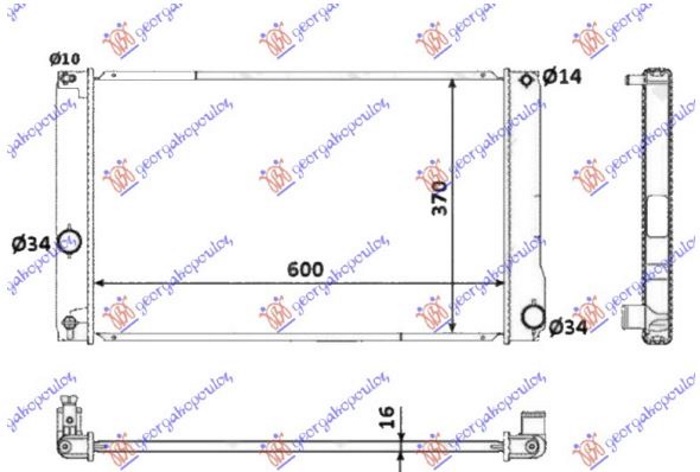 HLADNJAK 1.8 HIBRID A / T (60 x35x 16) (KOYO) TOYOTA AURIS (2012-2015) (OEM: 16400-37230, 1640037230)