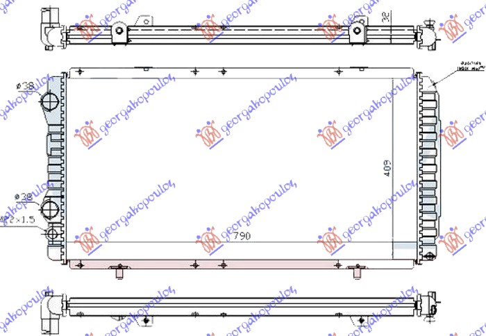 HLADNJAK MOTORA (790x410x32) (LEMLJEN) CITROEN JUMPER (1994-2002) (OEM: 1301N3, 1307390080, 1307394080)