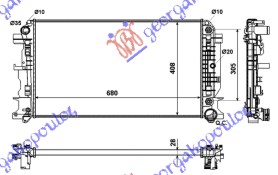 HLADNJAK MOTORA 00- CDI MANUAL +/-AC MERCEDES SPRINTER 210-519 (W906) (2013-2018) (OEM: 9015003600, 9065000402, A9015003500)