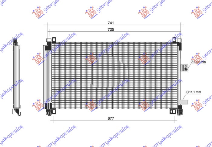 HLAD. KLIME 2.2-3.0 HDI DIESEL (732×362) PEUGEOT 508 (2011-2015) (OEM: 6455HR, 9688473680, 9816999380)