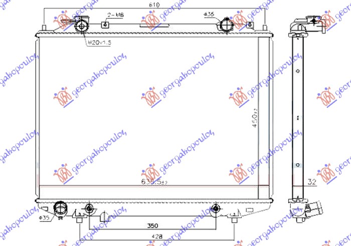 HLADNJAK 2.5-3.0 TDCi DIZEL AUTO (450×635) FORD RANGER (2006-2009) (OEM: 1388340, 1484186, 1484187)