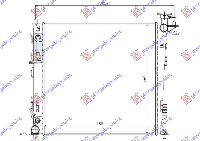 HLADNJAK MOTORA 2.0 DIZEL AUTOMATIK (485×470) KOREJA HYUNDAI iX35/TUCSON (2010-2015) (OEM: 253102S010, 253102S050)