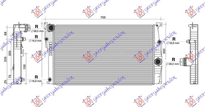 HLADNJAK MOTORA 3.0 (330d) AUTOMATIK 60×33 3 CEVI BMW SERIES 3 (F34) GT (2012-) (OEM: 17117622827, 17118673372)