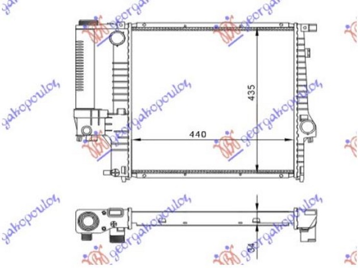 HLADNJAK MOTORA BENZIN MANUALNI (440×440) LEMLJEN BMW SERIES 3 (E36) COMPACT (1994-1998) (OEM: 1719263, 17111247145, 17111719263)