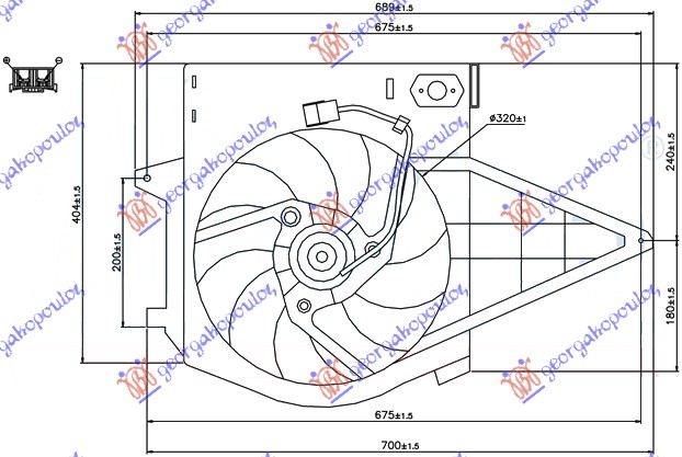 VENTILATOR KOMPLET (BENZIN) -A/C FIAT SCUDO (1995-2004) (OEM: 1475445080)