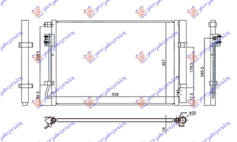 HLADNJAK KLIME 1.2-1.4i BENZIN (490x370x16) HYUNDAI i20 (H/B) (2014-2018) (OEM: 97606C8000, 97606C8050)