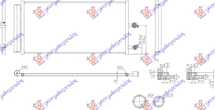 HLADNJAK KLIME 2.0 HIB BEN (714×332) VOLVO S60 (2018-) (OEM: 31410893, 31684307, 32208371)