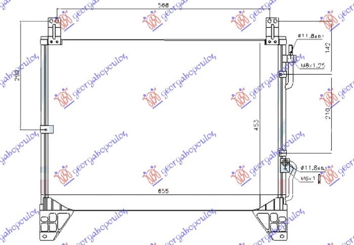 HLADNJAK KLIME 2.9 TD DIZEL (655x453x 16) SSANGYONG REXTON (2004-2010) (OEM: 6840008002)