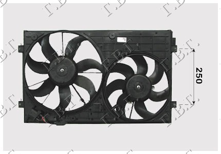 VENTILATOR KOMPLET (DUPLI)BENZIN / DIZEL (HLADNJAK 40 cm SKODA SUPERB (2008-2013) (OEM: 1K0121207BB, 1K0121207T, 1K0959455ET)