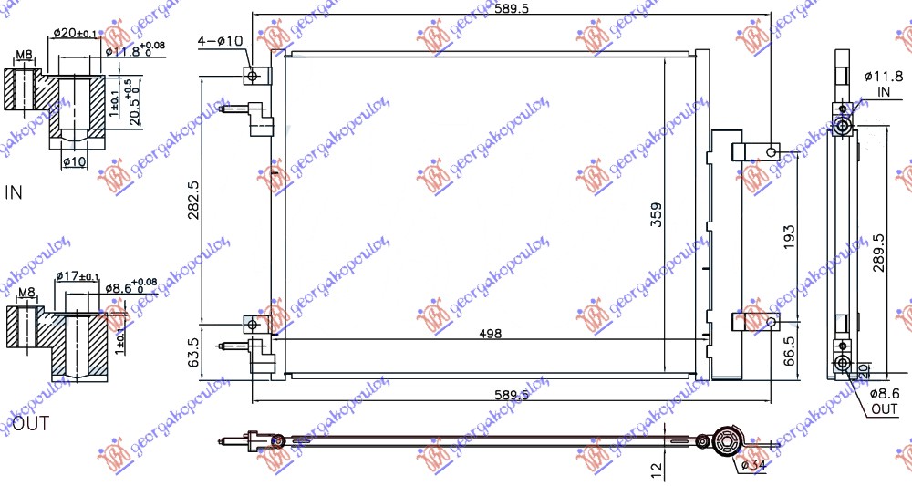 HLADNJAK KLIME ZA SVE (460 x360 x 12) OPEL KARL (2015-) (OEM: 1850741, 95437449)