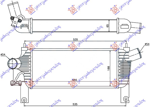 HLADNJAK MOTORA 2.5 TD (60×68.5×36)AUTOMATIK NISSAN PATHFINDER (R51) (2006-2013) (OEM: 21460-EB30A, 21460EB30A, 21460EB31B)