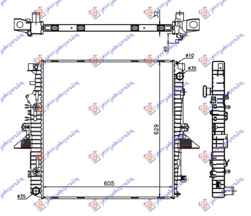 HLADNJAK 4.0 i V6 – 4.4i V8 MANUELNI-AUTOMATIK BENZINZ LAND ROVER DISCOVERY (2005-2014) (OEM: PCC500041, PCC500092)