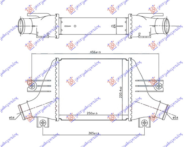 HLADNJAK INTERKULER 1.6- 1.8 HDi DIZEL PEUGEOT 4008 (2012-2017) (OEM: 1530A093, 1607695880)