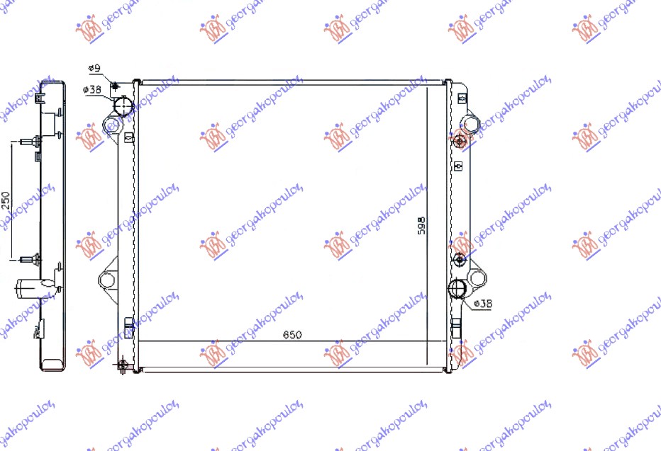 HLADNJAK MOTORA 3.0 + / -A / C A / T (65×59.8×3.6) TOYOTA LAND CRUISER PRADO 120 (J12) (2002-2011) (OEM: 16400-67230, 1640067230)