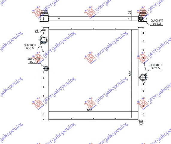 HLADNJAK 4.4 (M) BENZIN (AUTO) (58.5×58.2×3.2) BMW X5 (E70) (2007-2010) (OEM: 17117594020)