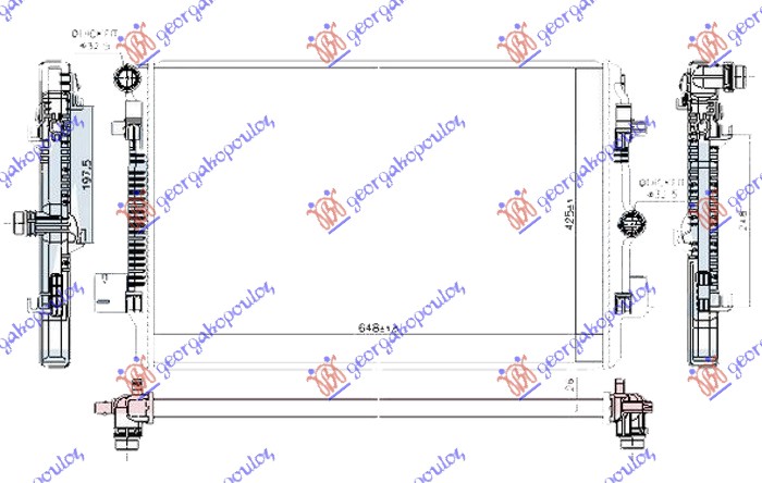 HLADNJAK MOTORA 2.0 GTI BENZIN (650 x425x26) VW POLO (2017-2021) (OEM: 2Q0121253N)