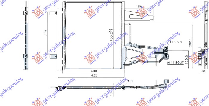 HLADNJAK KLIME 1.0 Tsi BENZIN (40 0 x430 x 16) VW UP (2016-2019) (OEM: 1S0816411A)