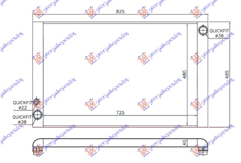 HLADNJAK SVI BENZIN – DIZEL (725x480x40) AUDI A8 (2002-2009) (OEM: 4E0121251)