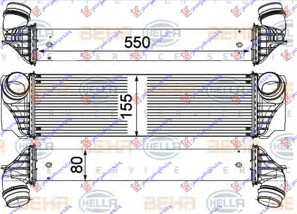 HLADNJAK INTERCOOLERA 3.0 i 24V BENZIN (550x155x) BMW SERIES 7 (F01/02) (2008-2012) (OEM: 7577115, 17117805629, 17517577115)