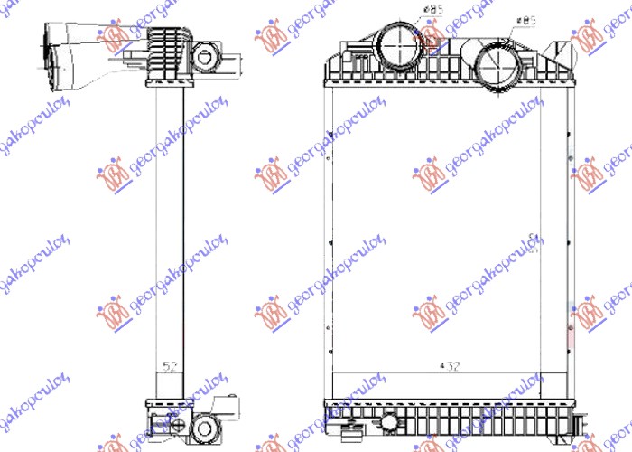 HLADNJAK INTERCOOLER (572x432x52) MERCEDES ATEGO (1997-) (OEM: 9705010101)