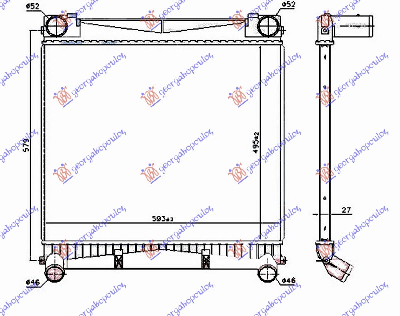 HLAD. INTERC. 3.6 TD DIZEL (495x595x27) RANGE ROVER/RANGE ROVER VOGUE (2002-2012) (OEM: LR007170, PML500041)