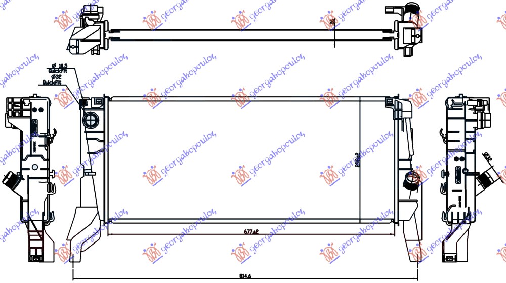 HLADNJAK 2.0 (225i) BENZIN AUTO (680×280 BMW X1 (F48) (2015-2019) (OEM: 17117617633, 7617633DEL)