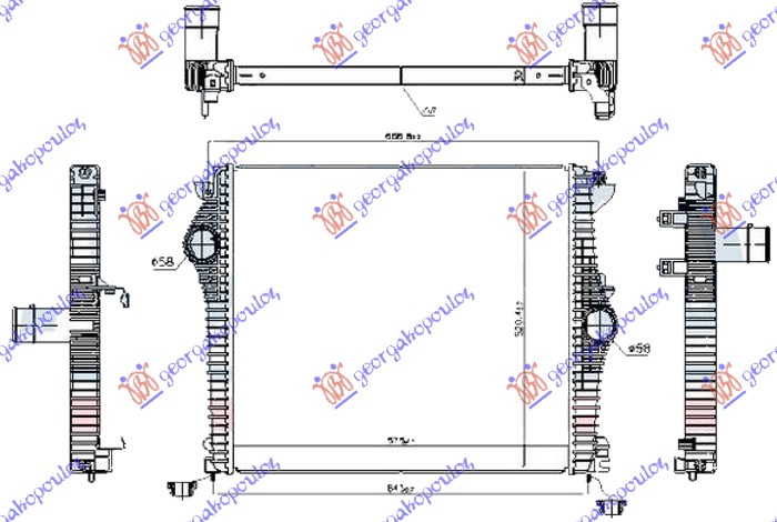 HLADNJAK INTERKULERA 2.2DIZEL (575x520x32) ALFA ROMEO GIULIA (2015-) (OEM: 50534301)