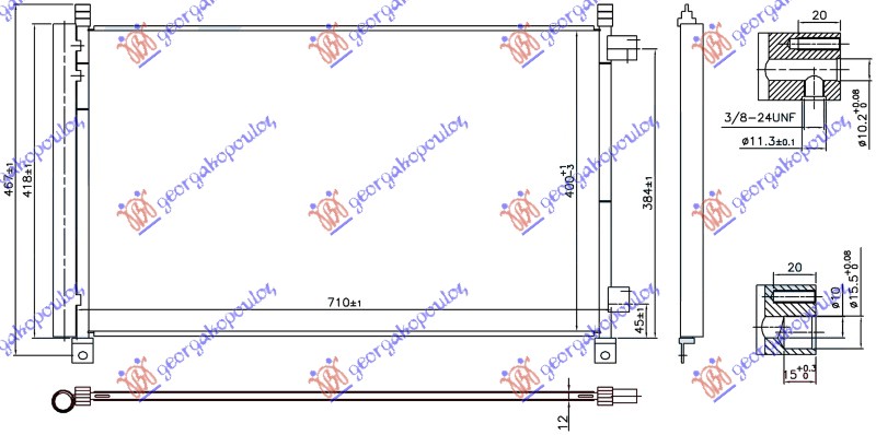 HLADNJAK KLIME 2.0 -2.5 16v BENZINZ. (7 10 x40 0 x 12) NISSAN X-TRAIL (2017-2021) (OEM: 921004BB0A, 921005HA0A)