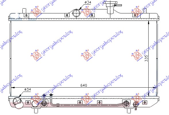 HLADNJAK MOTORA 1.3-1.5-1.6 A/T +/-A/C(33.5×64. HYUNDAI ACCENT SDN (1999-2002) (OEM: 25310-25100, 2531025100)