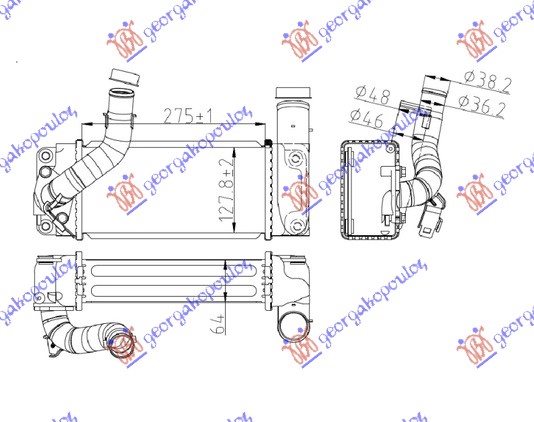 HLADNJAK INTERKULER 1.4 D4D (275x 130) TOYOTA COROLLA (E 15) SDN (2011-2013) (OEM: 179000N030)