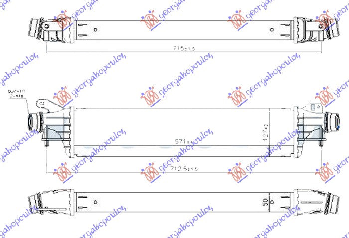 HLADNJAK INTERKULERA 1.3 DIZEL (57 1x 127×50) OPEL ADAM (2012-) (OEM: 1302311, 1302314, 13440202)