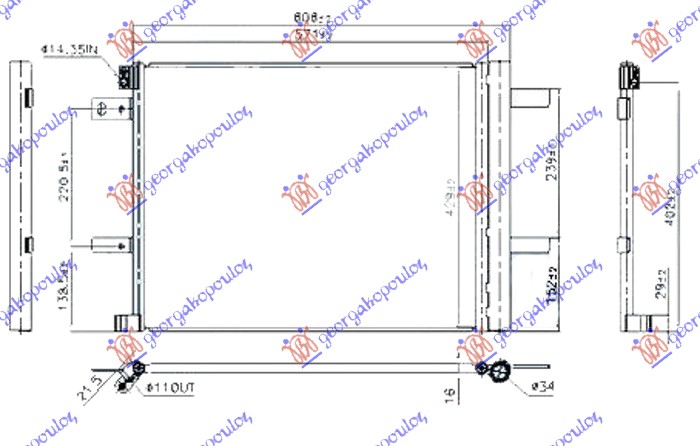 HLADNJAK KLIME 1.2BENZIN 1.5- 1.6DIZ (60 6×429) PEUGEOT 3008 (2016-2020) (OEM: 9677145480, 9817334080, 9827450180)