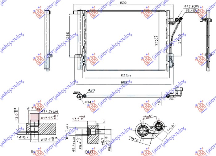 HLADNJAK KLIME 1.2-1.4-1.6 BEN (490x370x12) HYUNDAI i20 (2008-2012) (OEM: 976061J010)