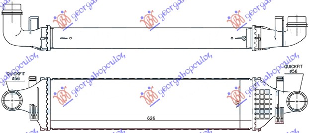 HLADNJAK INTERCOOLERA BENZIN/DIZEL (625×160) MERCEDES CLA (117) (2016-2019) (OEM: 2465000900)