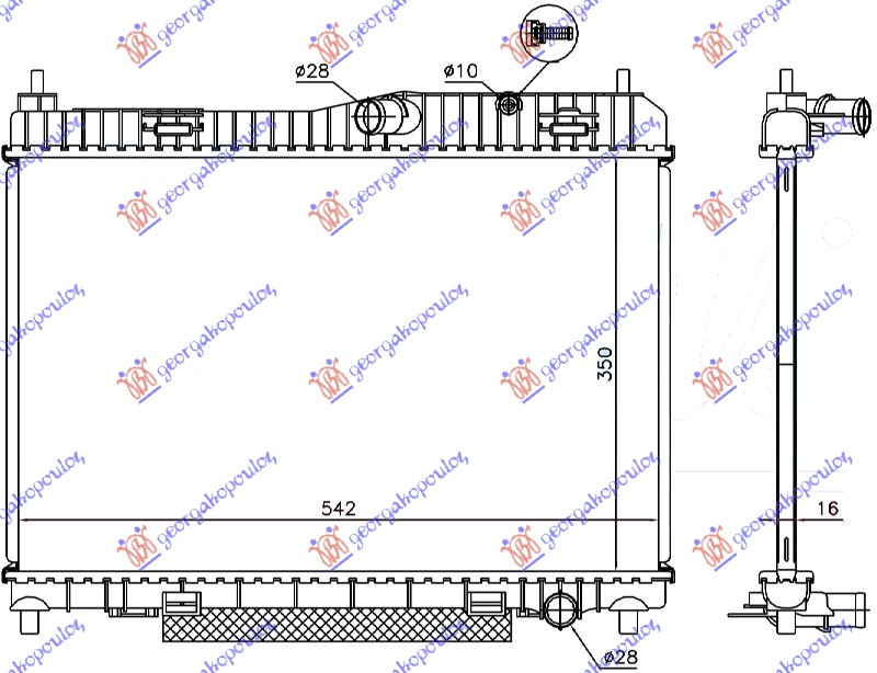 HLADNJAK 1.6 BENZIN MANUAL/AUTOMATIK +/-A/C (56.3×35) FORD FIESTA (2013-2017) (OEM: 1772874)