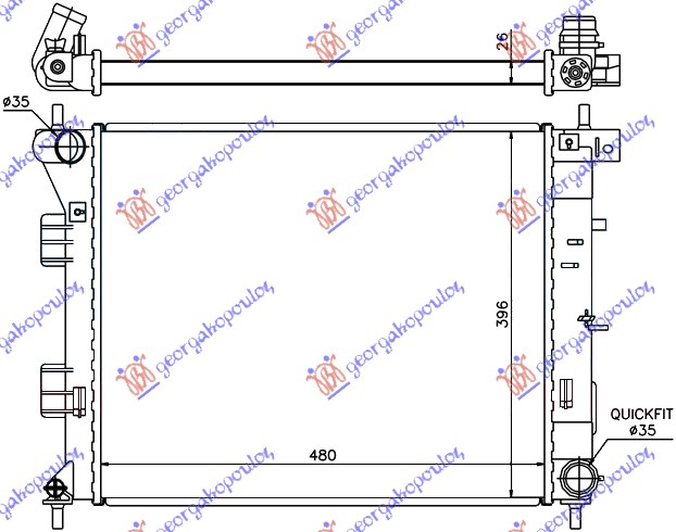 HLADNJAK MOTORA 1.4-1.6 CRDi (48x39x2.6) KIA CEED 5D (2013-2015) (OEM: 25310-A5800, 25310A5800)