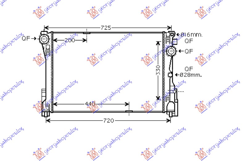 HLADNJAK MOTORA 1.6-1.8-2.0-2.1-3.5 A/T CEV 16mm MERCEDES GLK (X204) (2012-2015) (OEM: 0995002703, 0995006203)