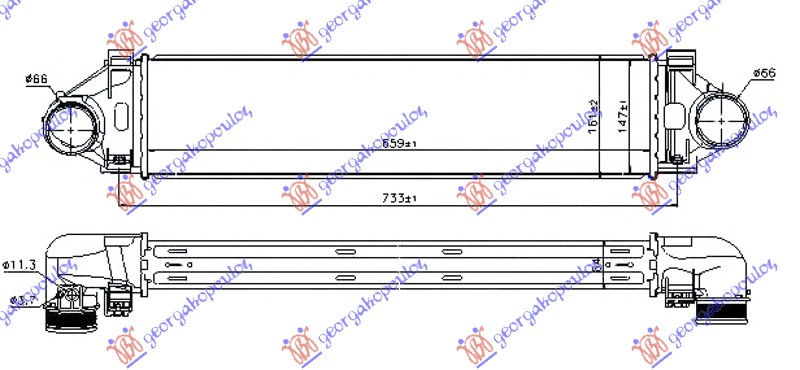 HLADNJAK INTERKULERA 2.0T/3.0T6 – 2.0D/2.4D5 FORD GALAXY (2006-2011) (OEM: 30741052, 31273909, 31319424)