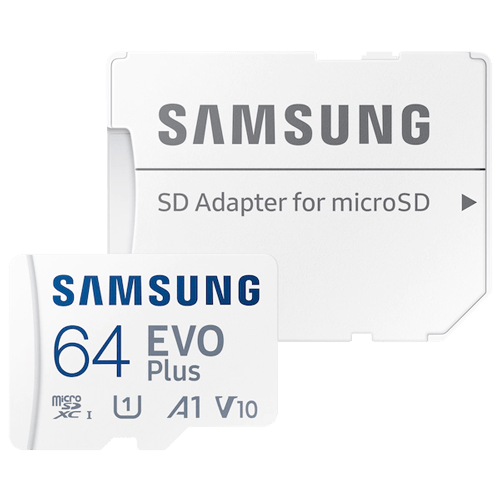 Samsung MB-MC64KA/EU MicroSD 64GB, EVO Plus, SDXC, UHS-I U3 V10 A1, Read 130MB/s, for 4K and FullHD video recording, w/SD adapter