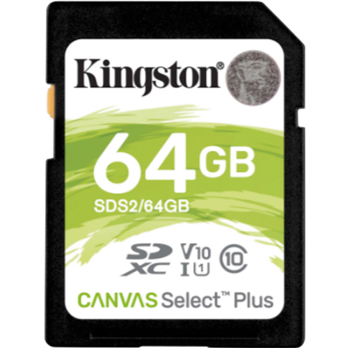 Kingston SDS2/64GB 64GB SDHC Canvas Select PLUS! Class 10 UHS-1 U1 V10, up to 100MB/s read
