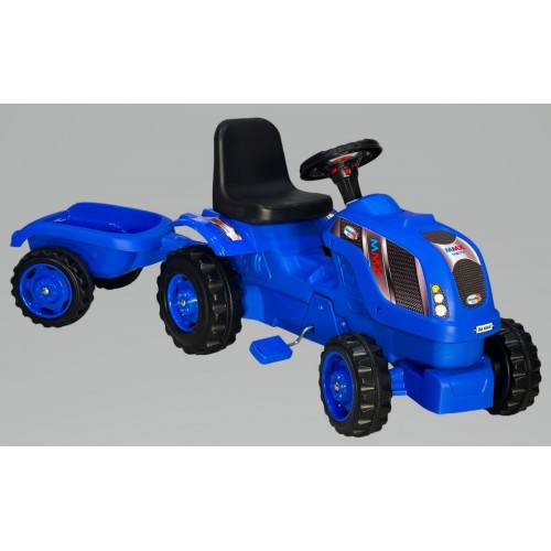 Traktor sa prikolicom, jednobojni plavi