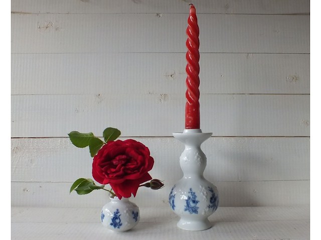 Porcelanski svećnjak i mala vaza Wallendorf 60te