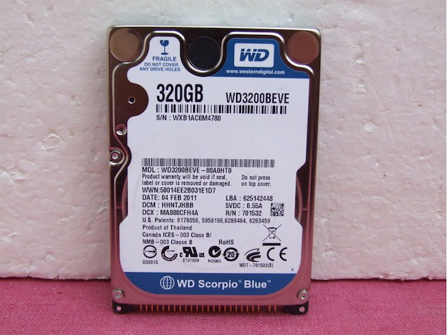 Western Digital 320GB ATA 2.5 inc hard disk + GARANCIJA