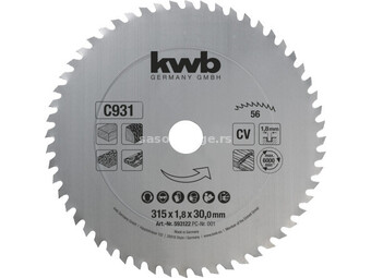 KWB rezni disk za cirkular 315x30 56Z, CrV, za drvo ( KWB 49593122 )