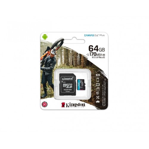 Kingston 64GB SDCG3/64GB microSDXC Class 10, UHS-I, U3, V30, A2, Canvas Go Plus memorijska kartica
